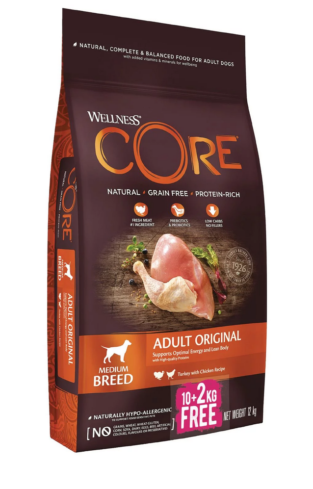 Wellness Core Original Turkey And Chicken Grain Free Adult Dry Dog Food ...